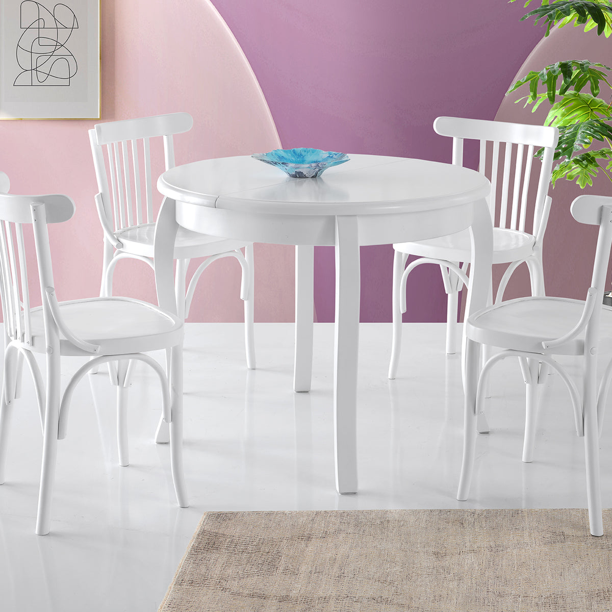 Begonya - Extendable round dining table - White – Karrari