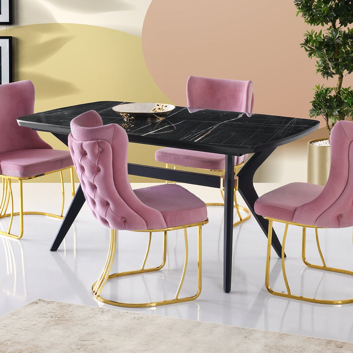 Anka Dining Table - 160 x 90cms - Marble Effect – Karrari