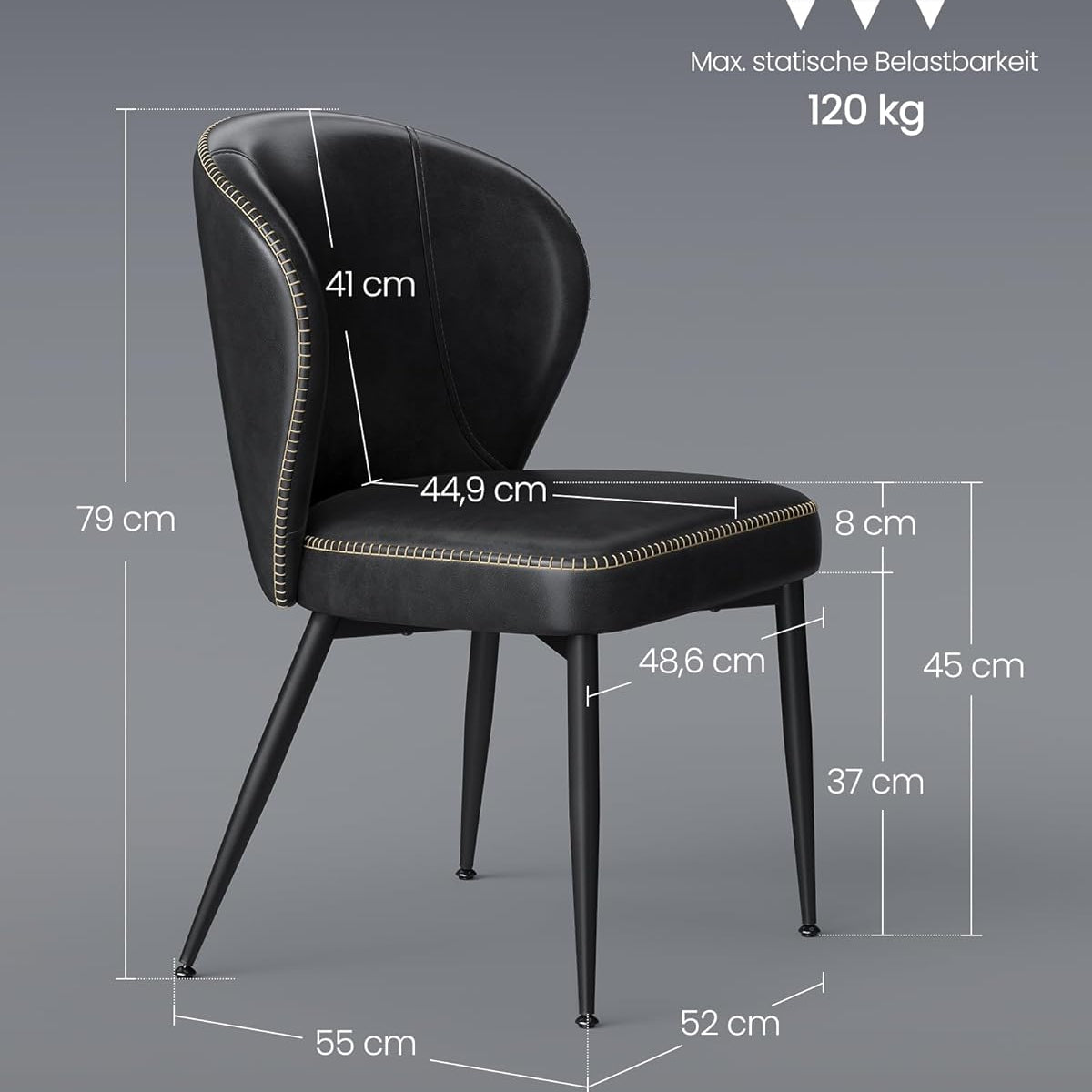 EKHO Collection - Dining Chairs Set of 2 Kitchen Chairs - Black – Karrari