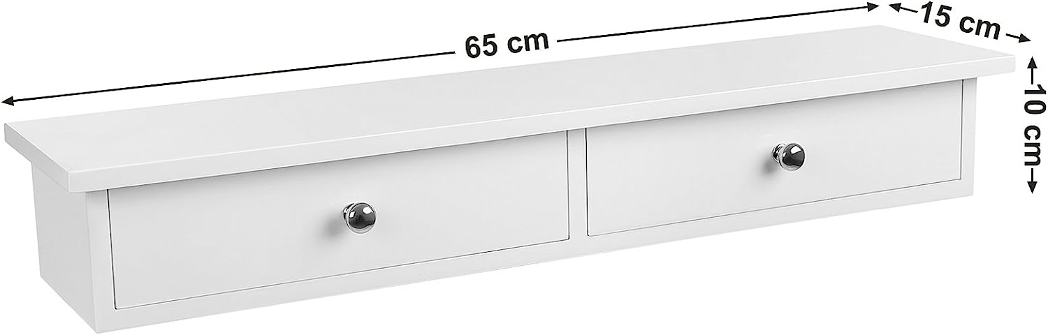 Wall Shelf with 2 Drawers, Floating Shelves, Floating Shelves, Gloss F