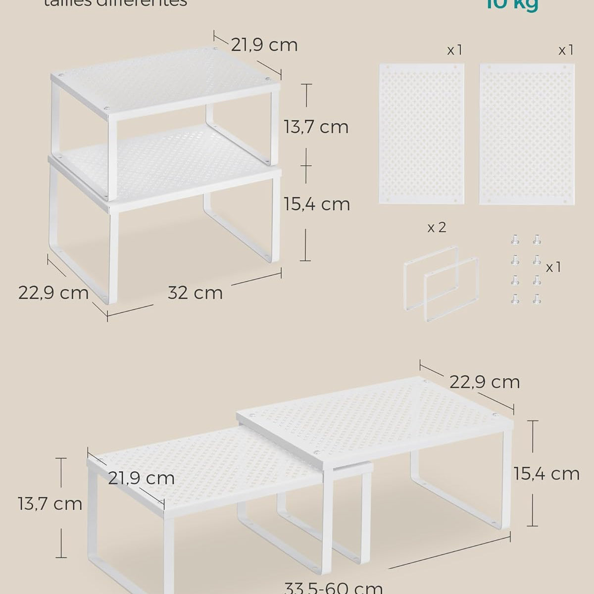 Set of 2 Stackable Spice Racks – Metal – Karrari