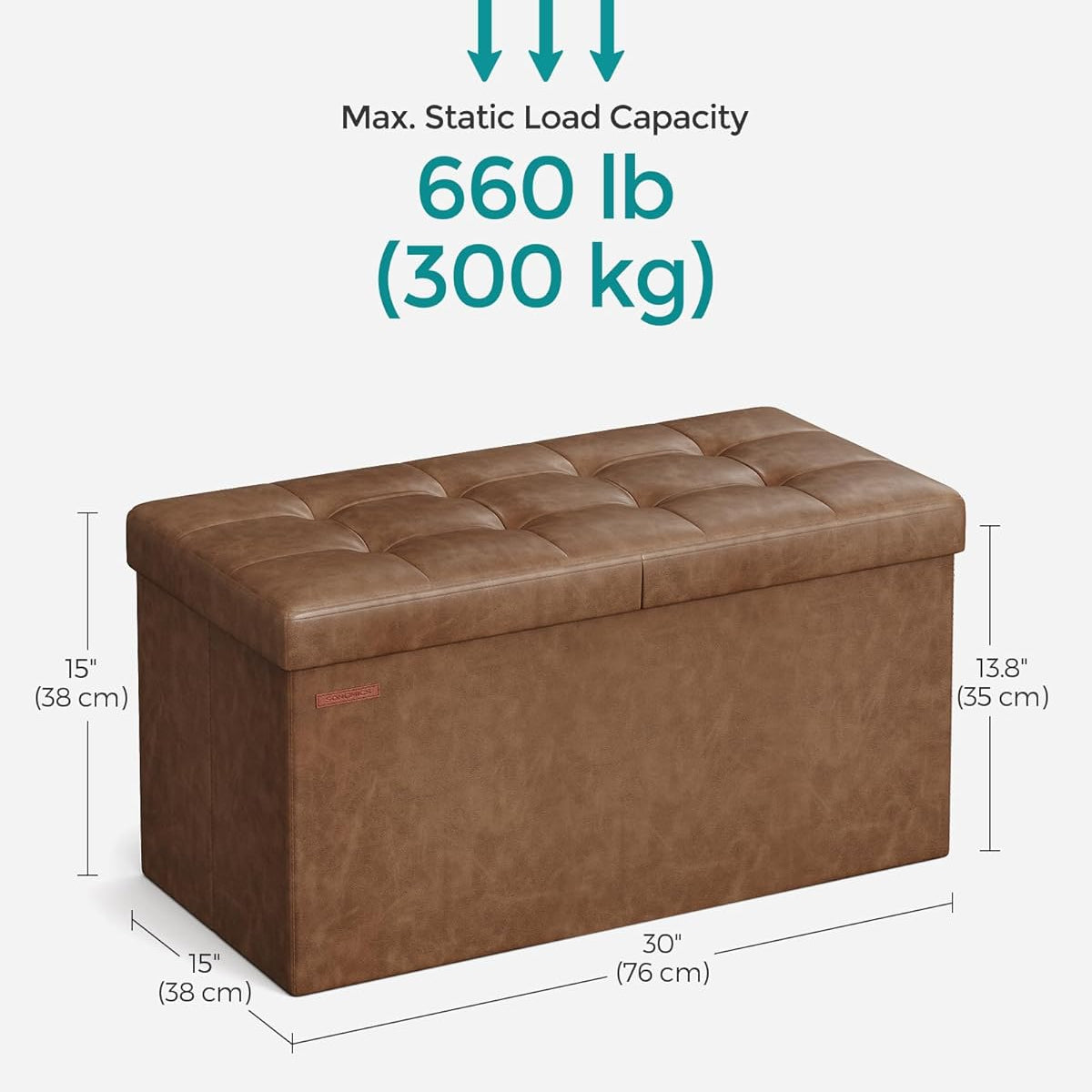 30 Inches Storage Ottoman Bench with Flipping Lid ( (38x76x38cm) – Karrari