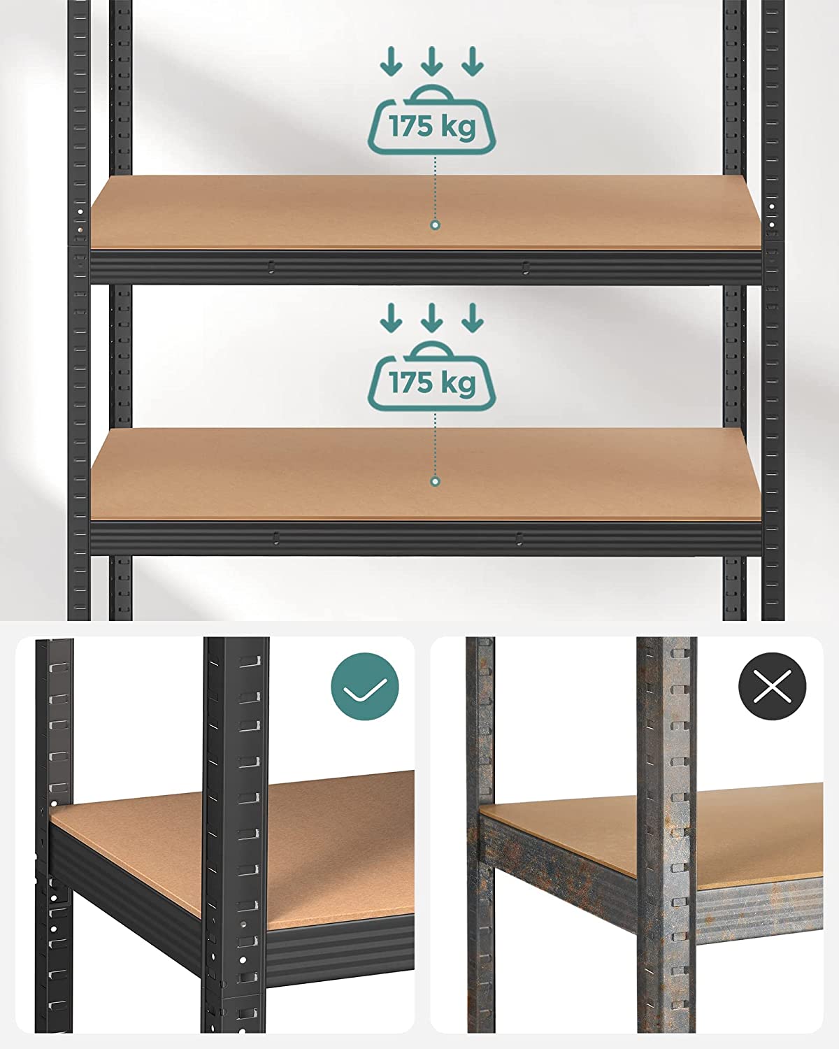 5-Tier Shelving Unit, Steel Shelving Unit for Storage, Tool-Free Assem