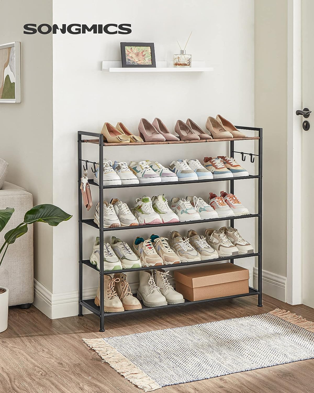 Shoe Rack 5 Tier Metal Shoe Rack Oxford Shelves for 20-25 Pairs of Sho