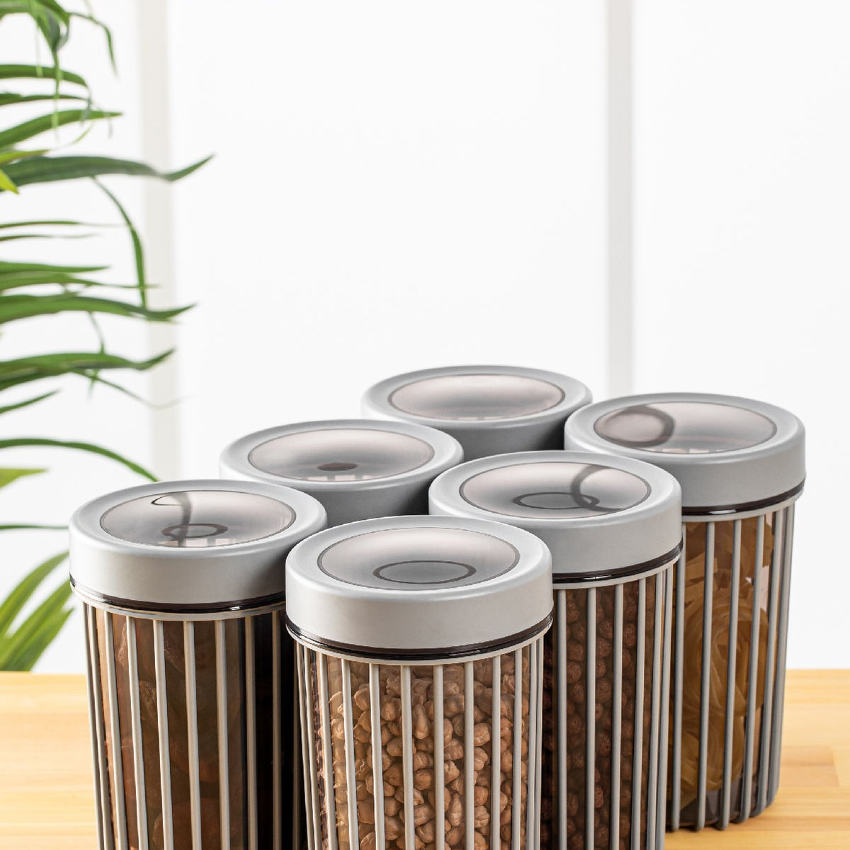 6-Piece Vertical Stripe Airtight Storage Jar Set – Modern Pantry Conta ...