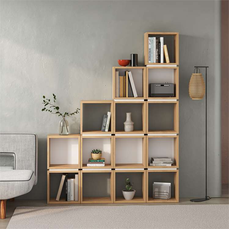 Modular 3-Cube Storage Shelf – Natural Wood (99.6×32×22cm) – Karrari