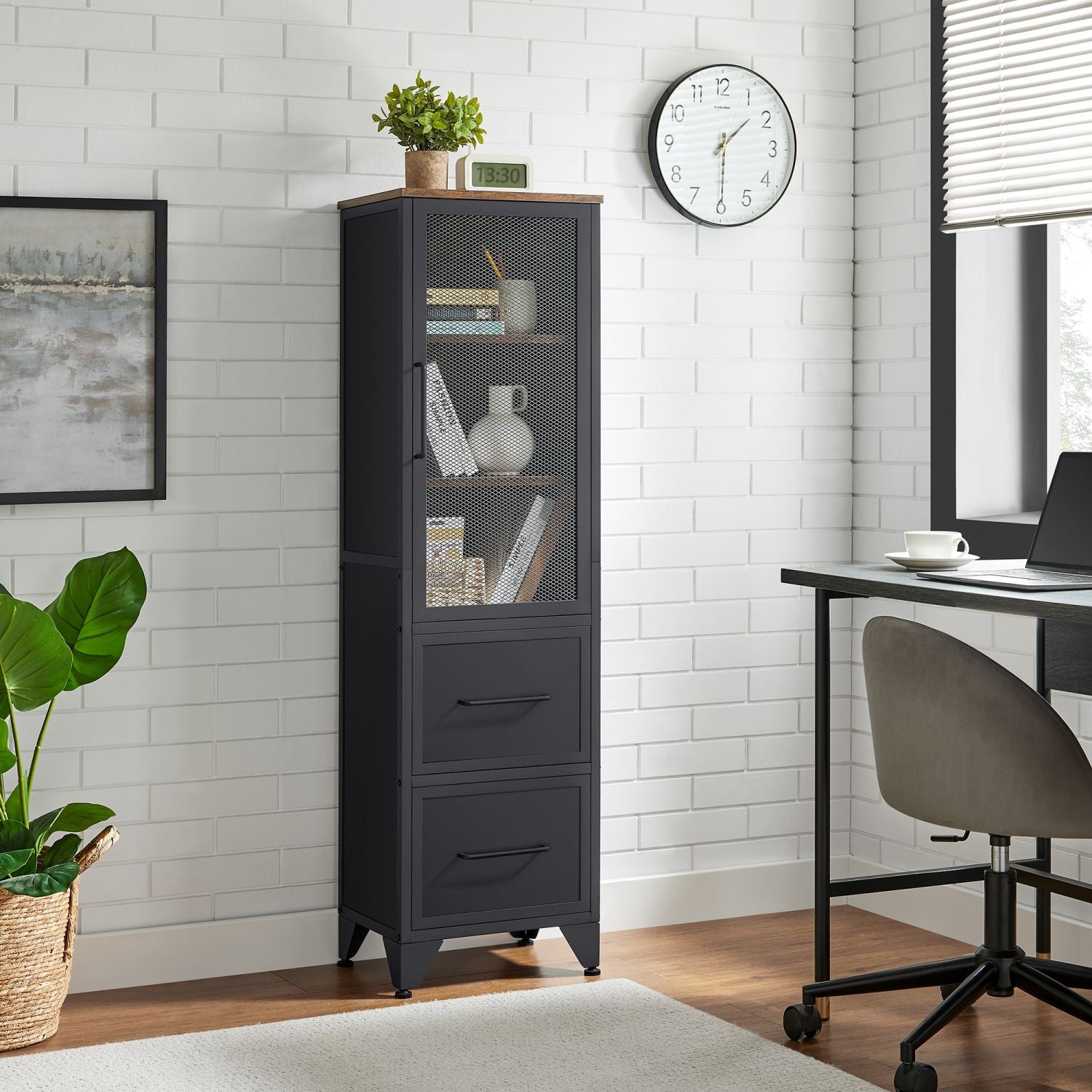 Tall Industrial Cabinet Rustic Metal Display Unit