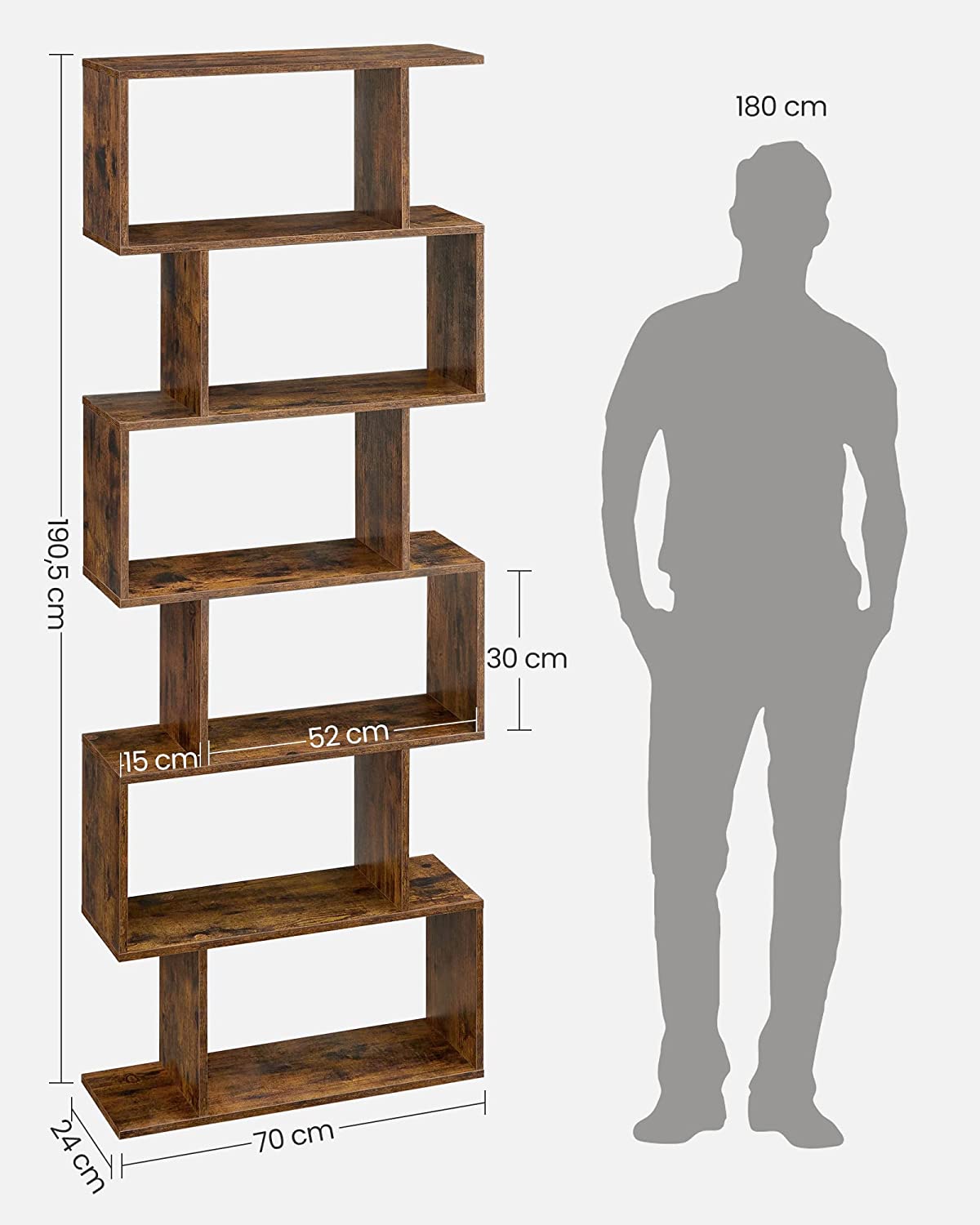 Wooden Bookcase, Cube Display Shelf and Room Divider, Freestanding Dec
